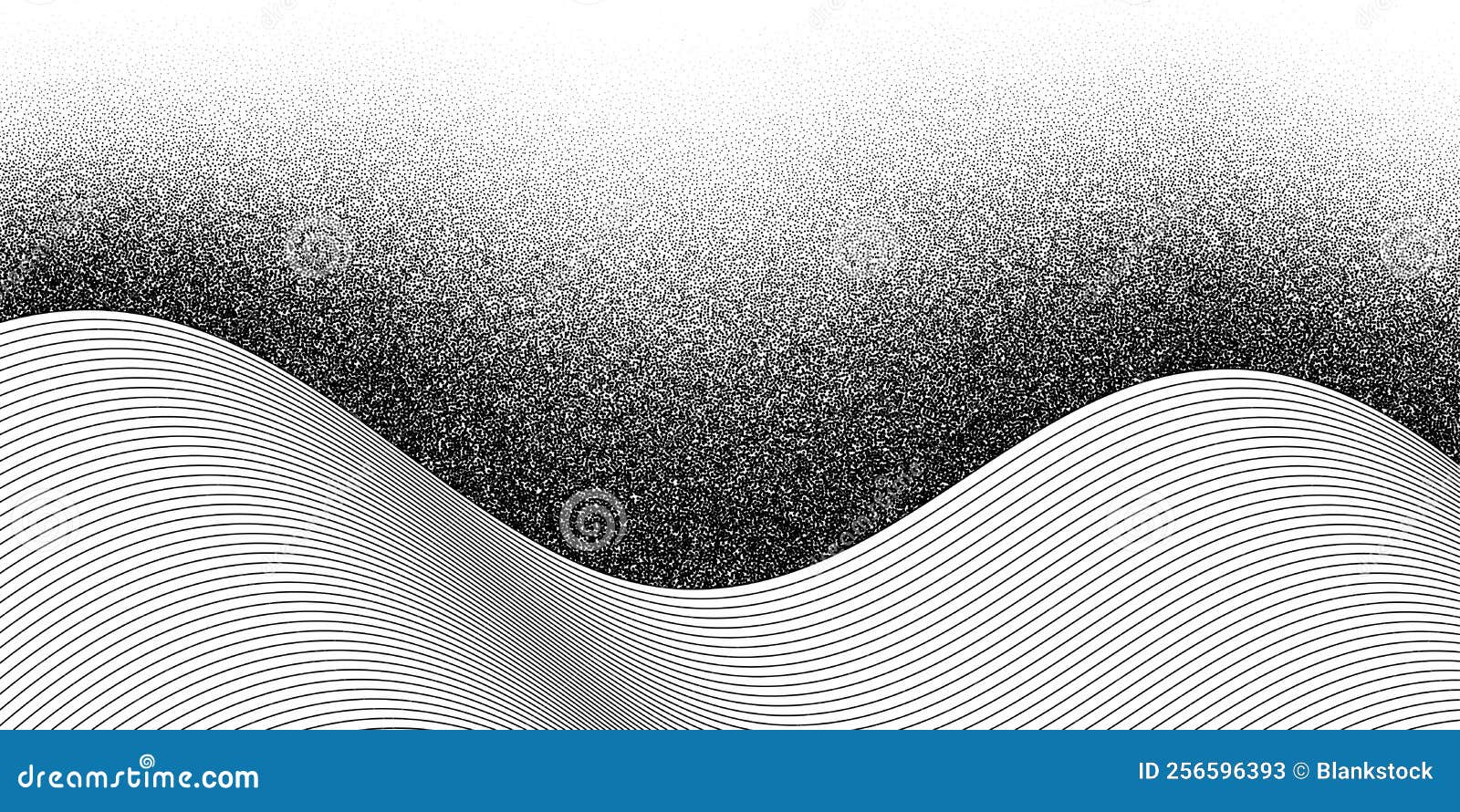 Dotwork Wave Pattern Background. Black Noise Lines with Dots. Dotted Vector Stock Image - Image ...