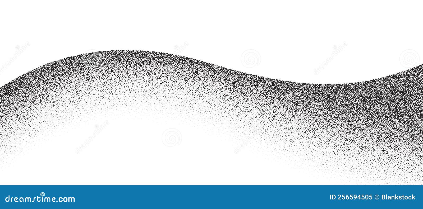Dotwork Wave Pattern Background. Black Noise Stipple Dots Hills. Curve ...
