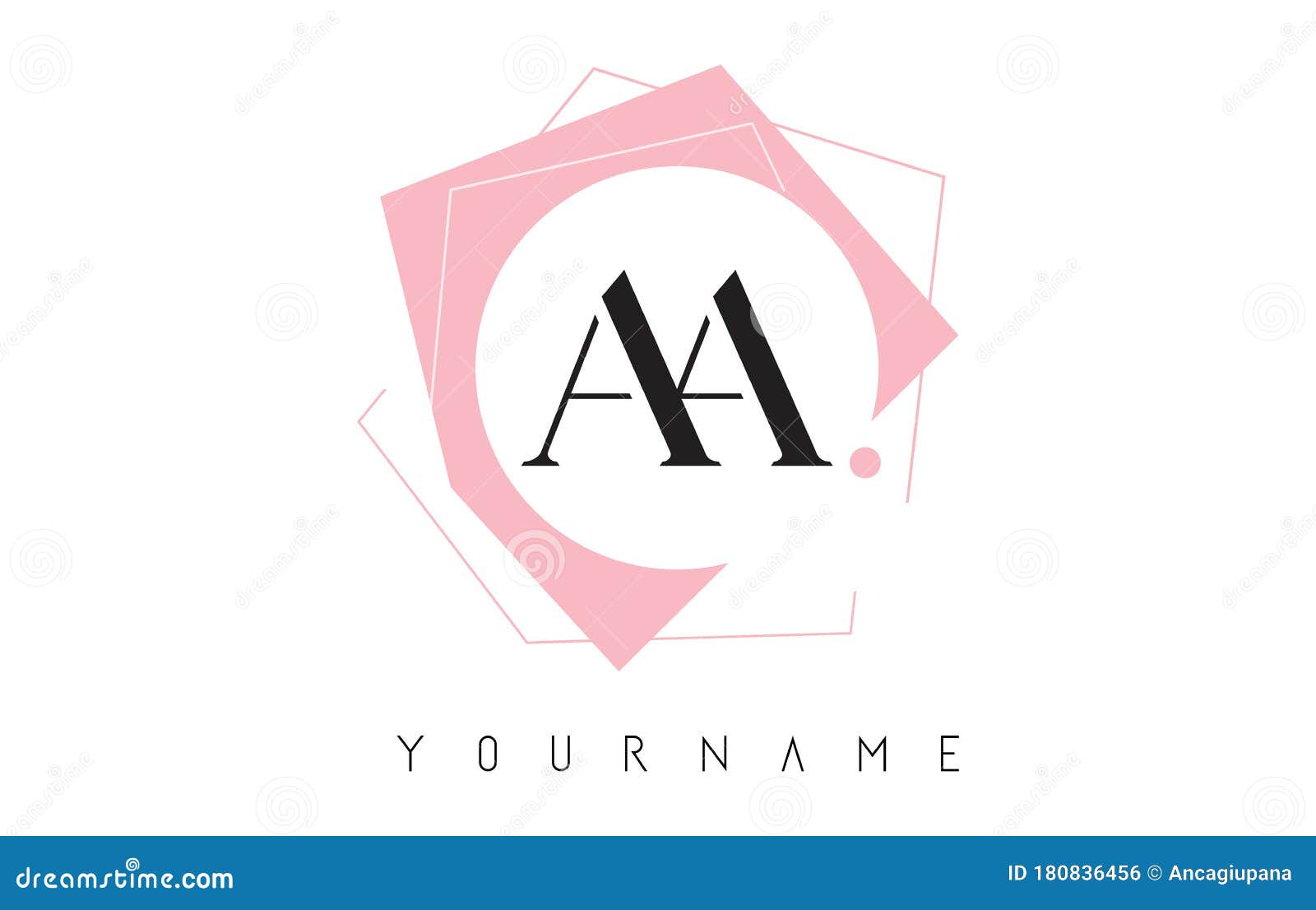Double AA a Letters Pastel Geometric Logo Design with Round and ...