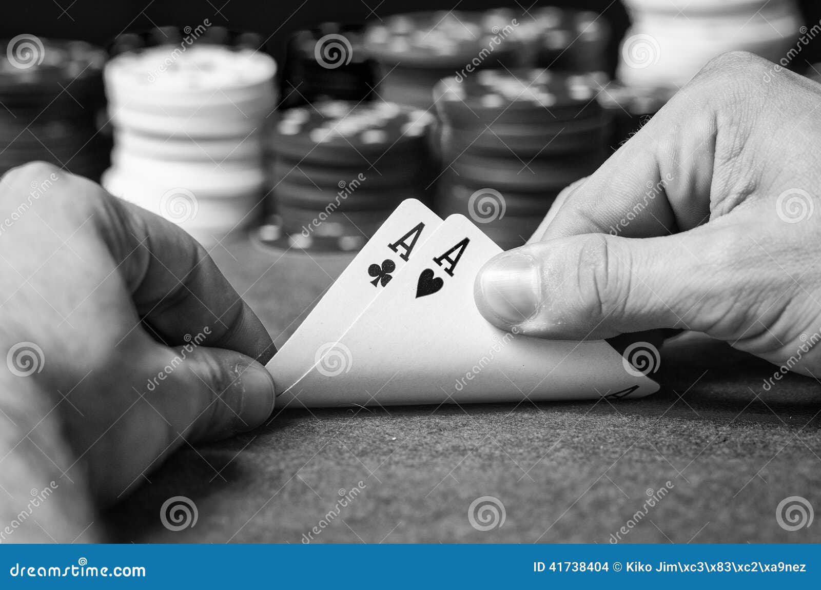 Double Ace in Poker in Black and White Stock Photo - Image of casino ...
