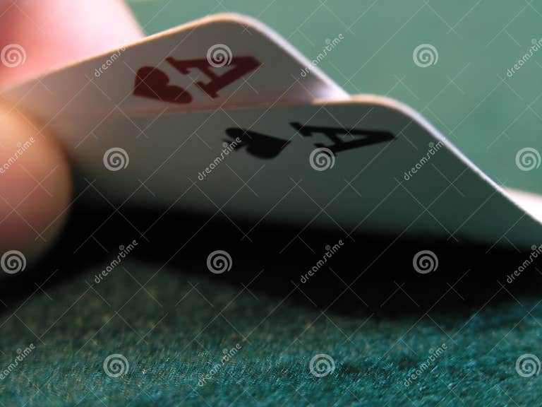 Double ace poker hand stock photo. Image of hearts, hand - 4721170