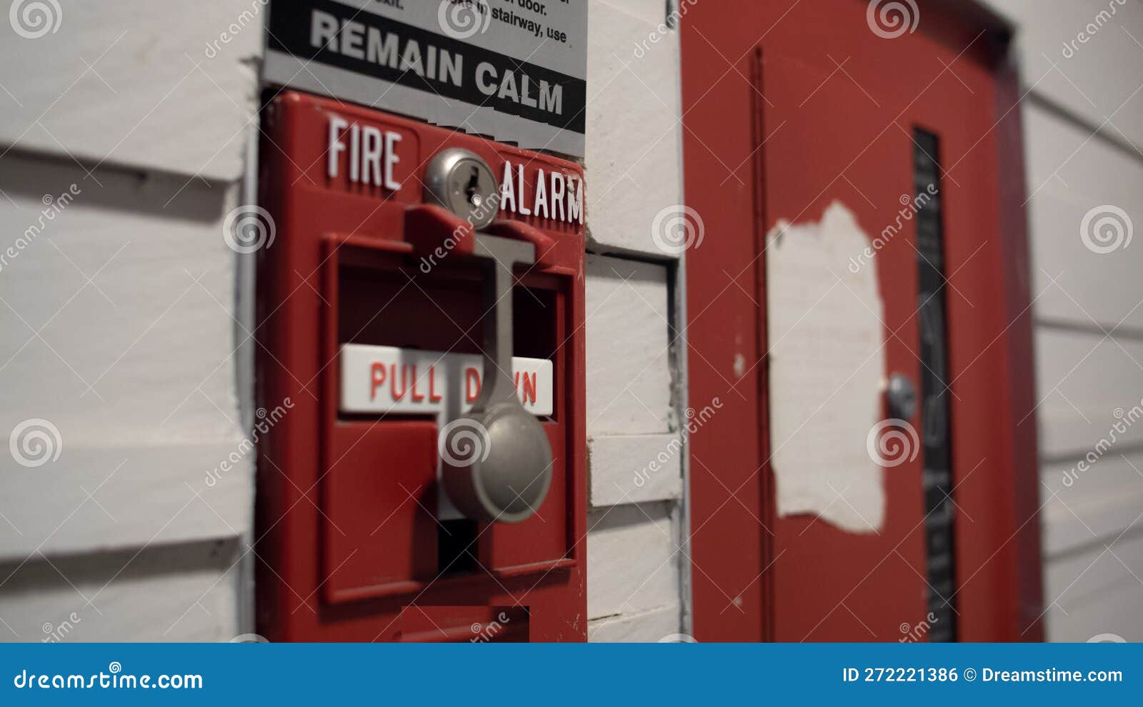 Red Manual Pull Fire Alarm Safety System. Close-up Pull Station Or Call ...