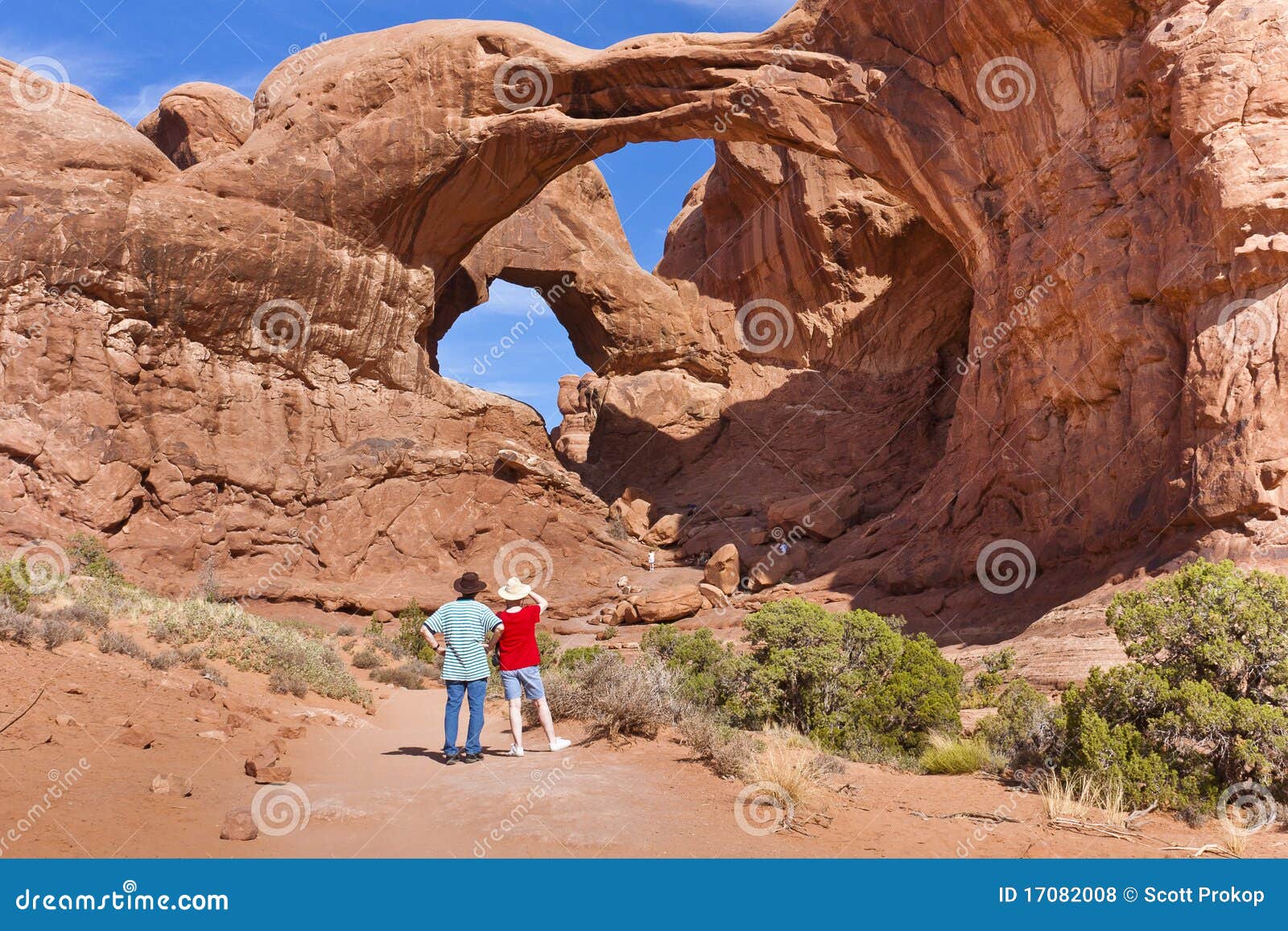 Double Arch at Arches National Park Stock Photo - Image of double, arch ...