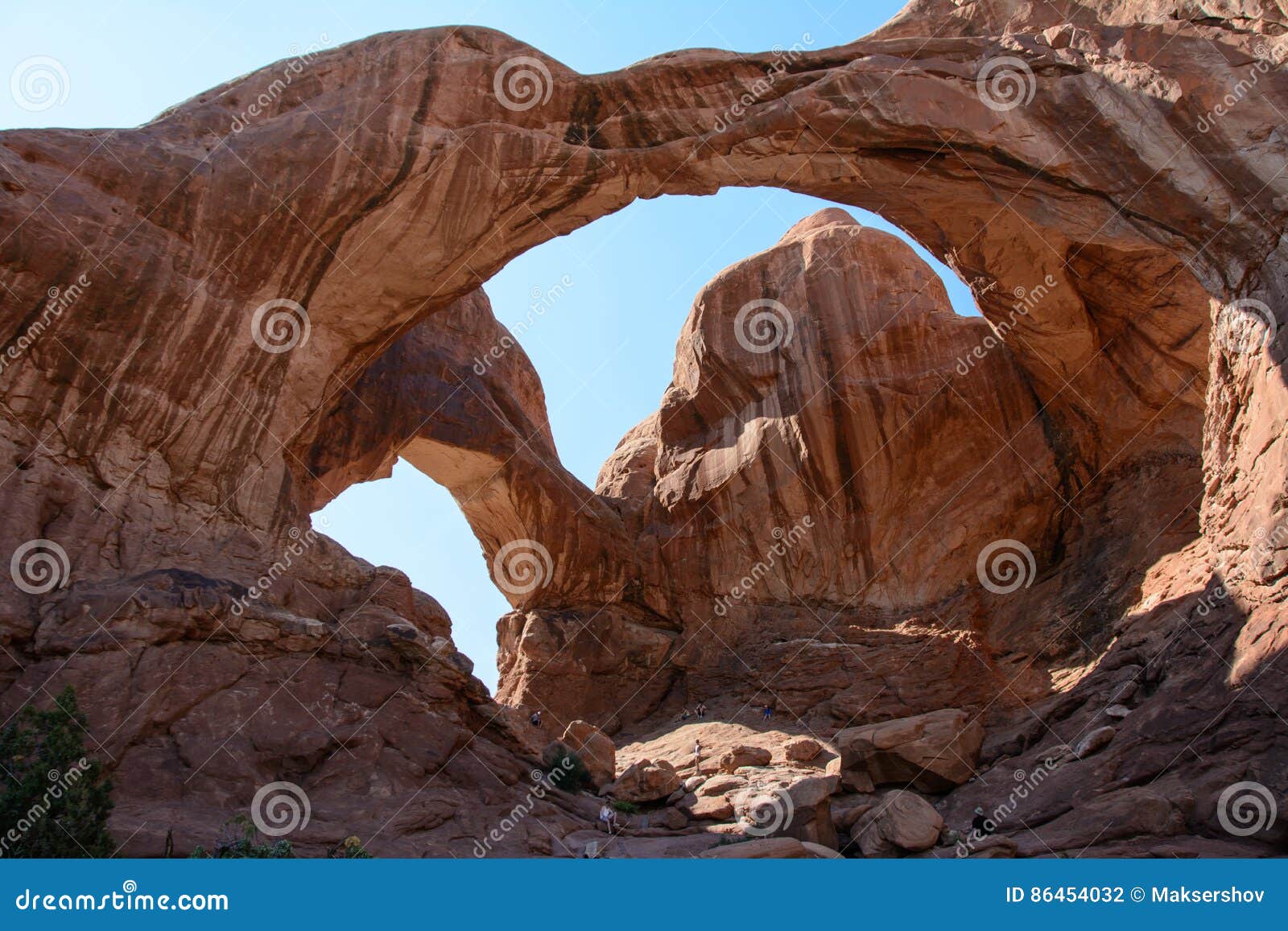 Double Arch in Arches National Park, Moab Utah USA Stock Photo - Image ...