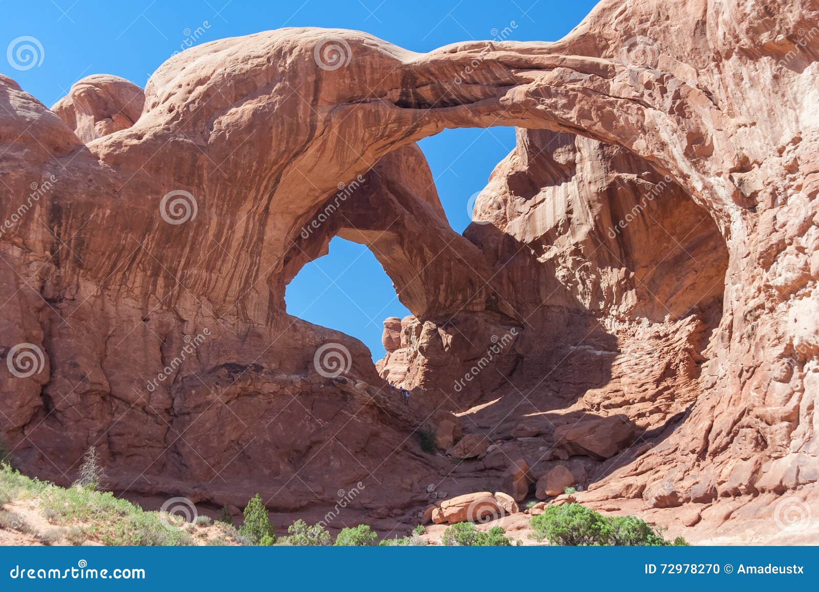 Double Arch in Arches National Park Utah USA Stock Photo - Image of ...