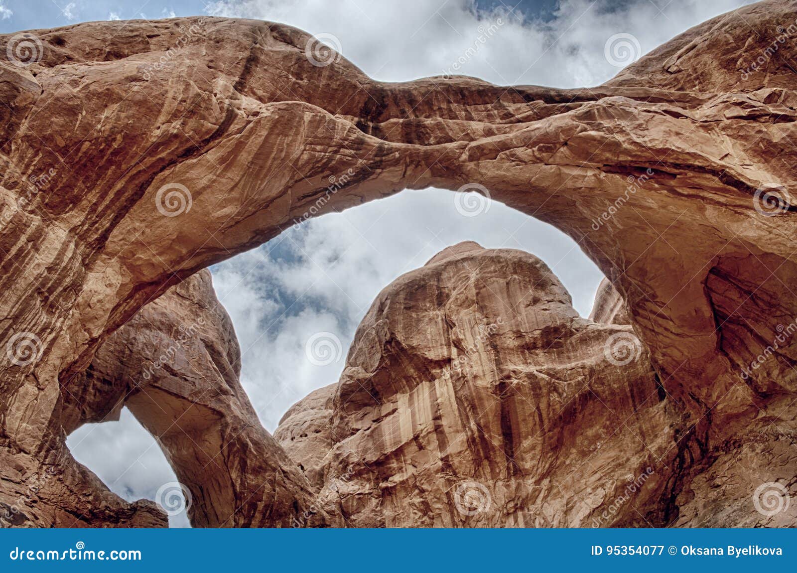 Double Arch in Arches National Park, Utah, USA Stock Image - Image of ...