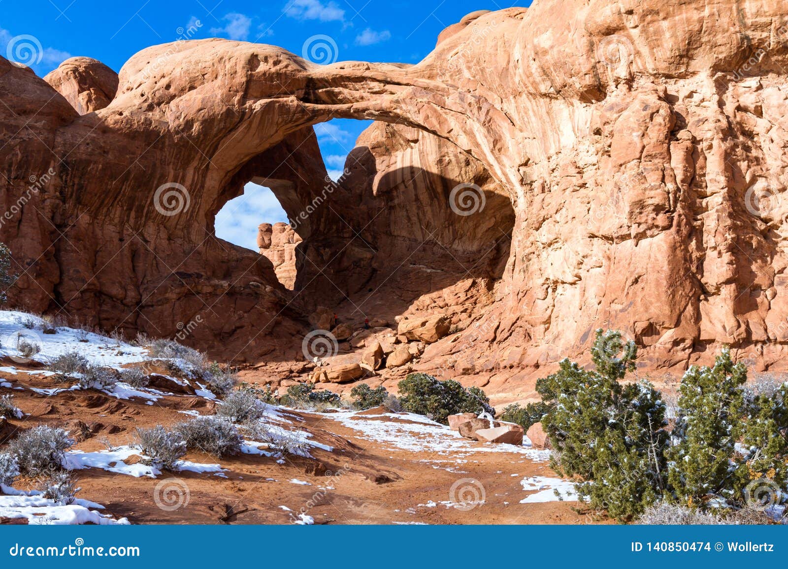 Double Arch, Arches NP stock photo. Image of geology - 140850474
