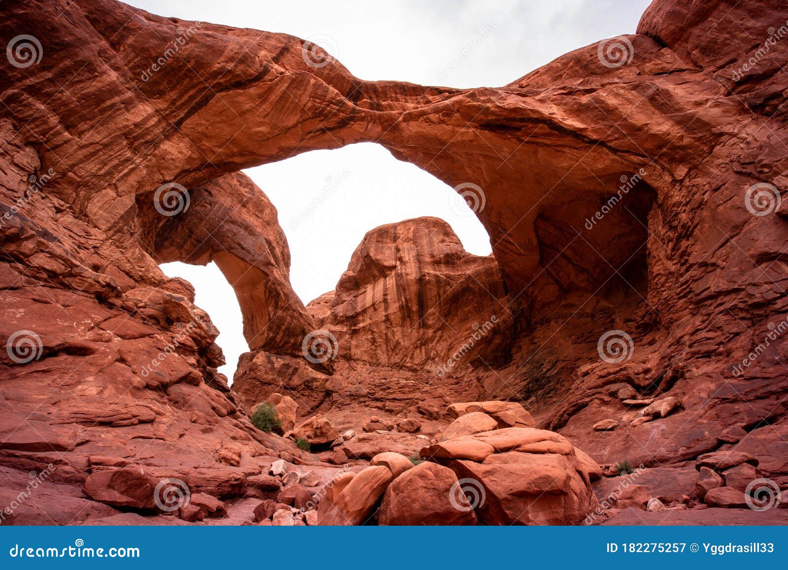 Double Arch Formation on a Cloudy Day Stock Image - Image of blue ...