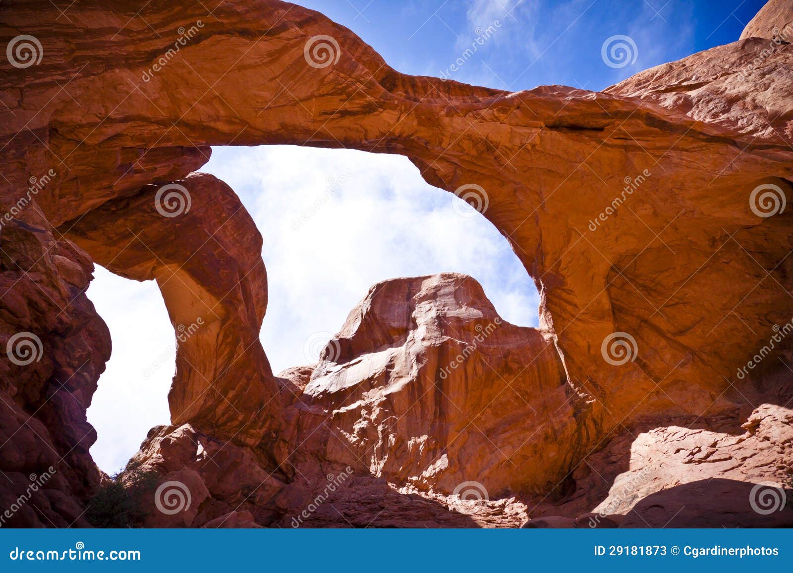 Double Arch Rock Formations in Arches National Park Stock Image - Image ...