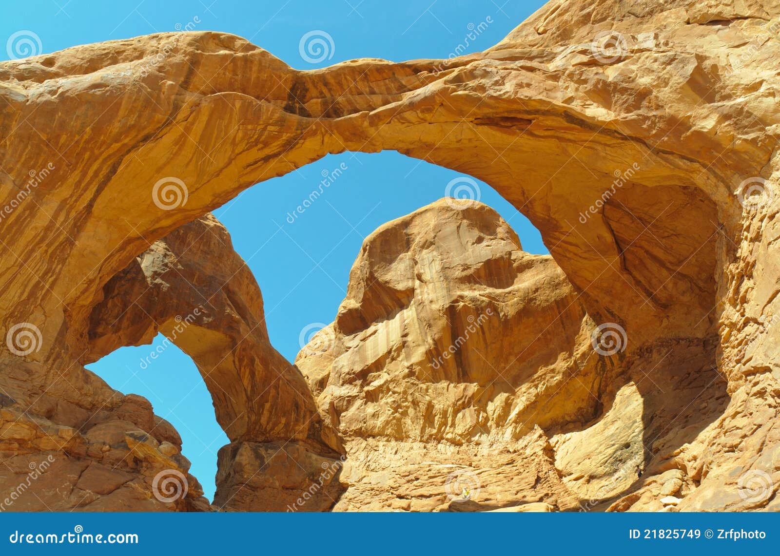 Double Arch and Sandstone Ridges Stock Image - Image of desert, outdoor ...