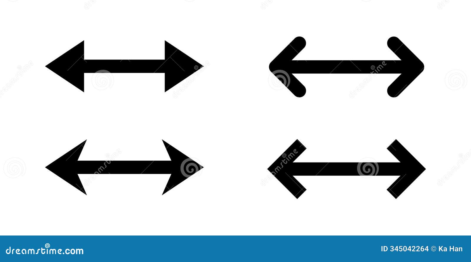 Double Arrow Icon Set in Generic Design. Two Way Side Sign Symbol Stock ...