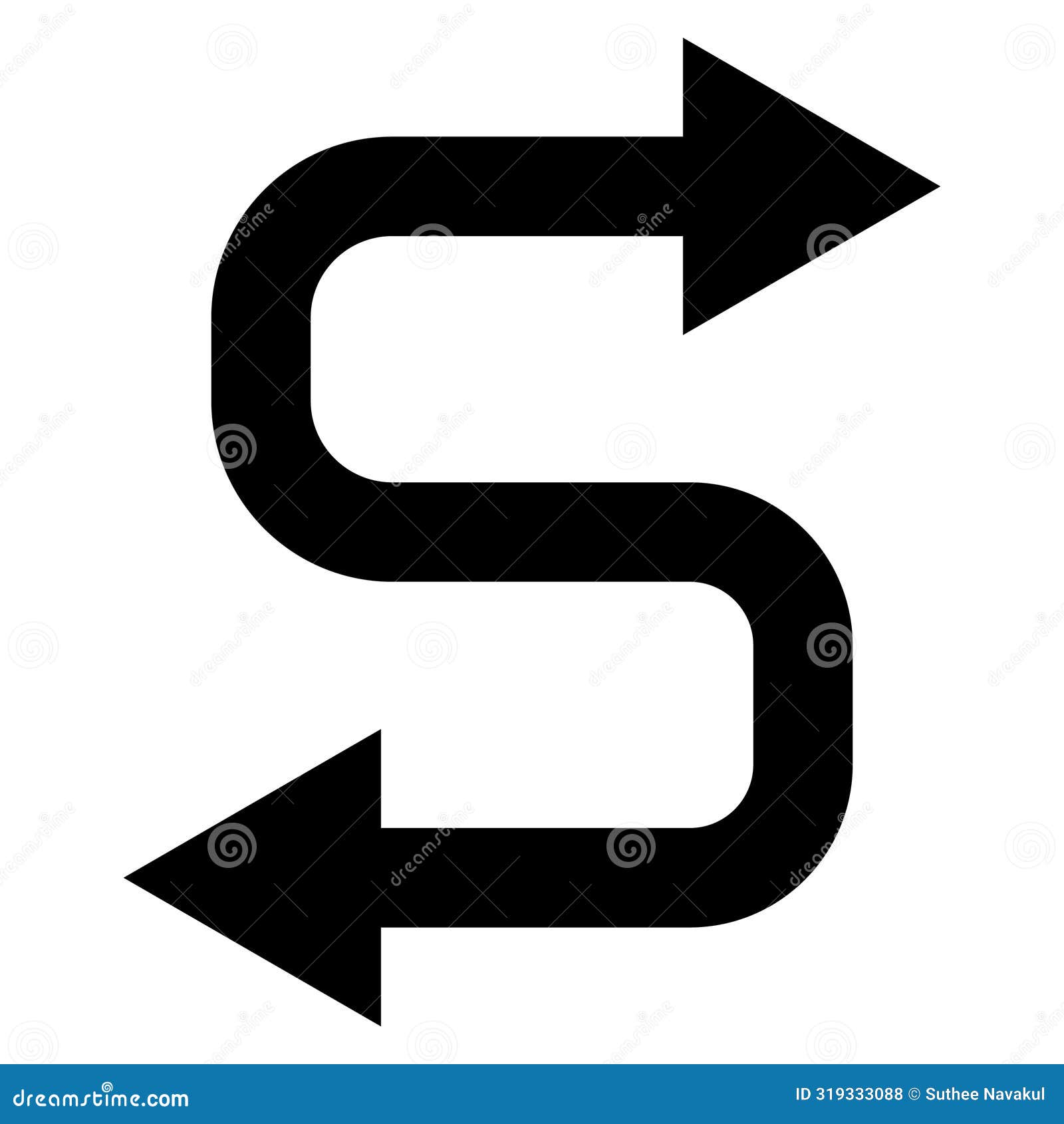 Double Arrow Icon. Zigzag Sign. Curved Symbol. Flat Style Stock Vector ...