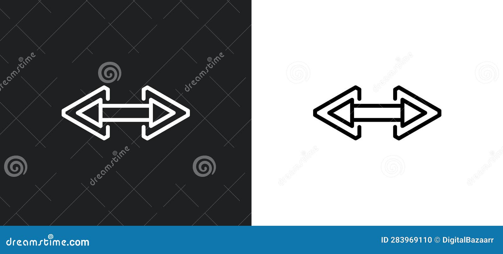 Double Arrow Outline Icon in White and Black Colors. Double Arrow Flat ...