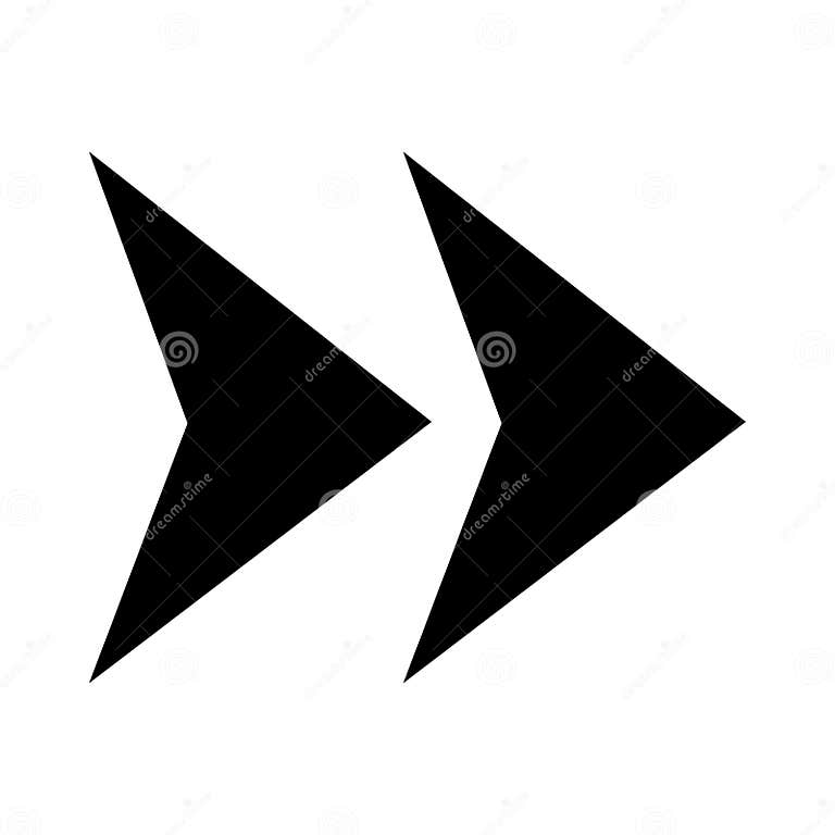 Double Arrow. Two Sharp Arrows. Triangular Direction Pointer. Black ...