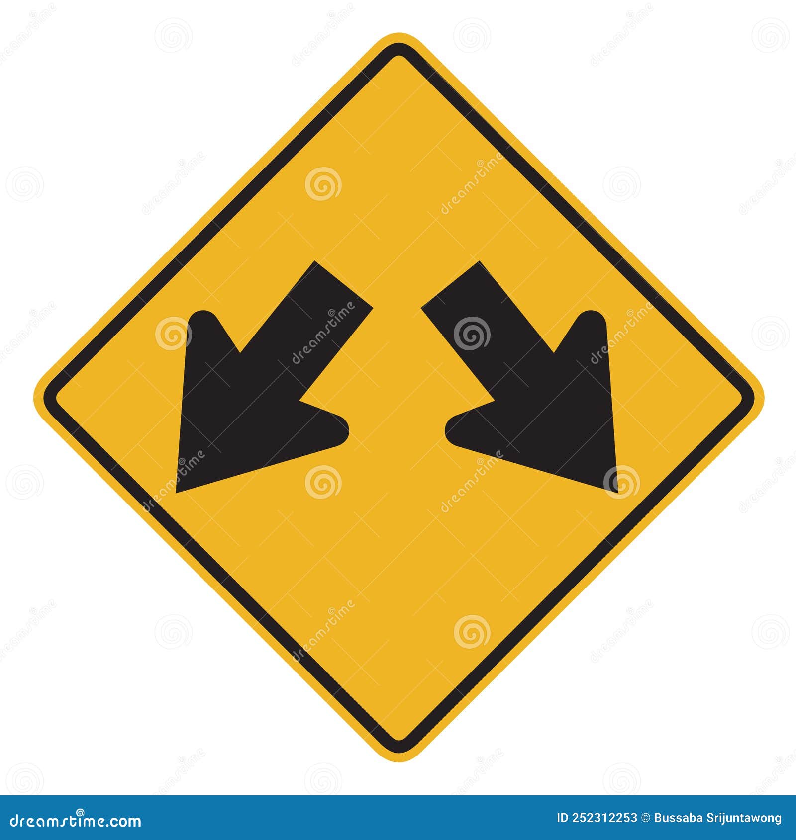 Double arrow w12 road sign stock illustration. Illustration of advisory ...
