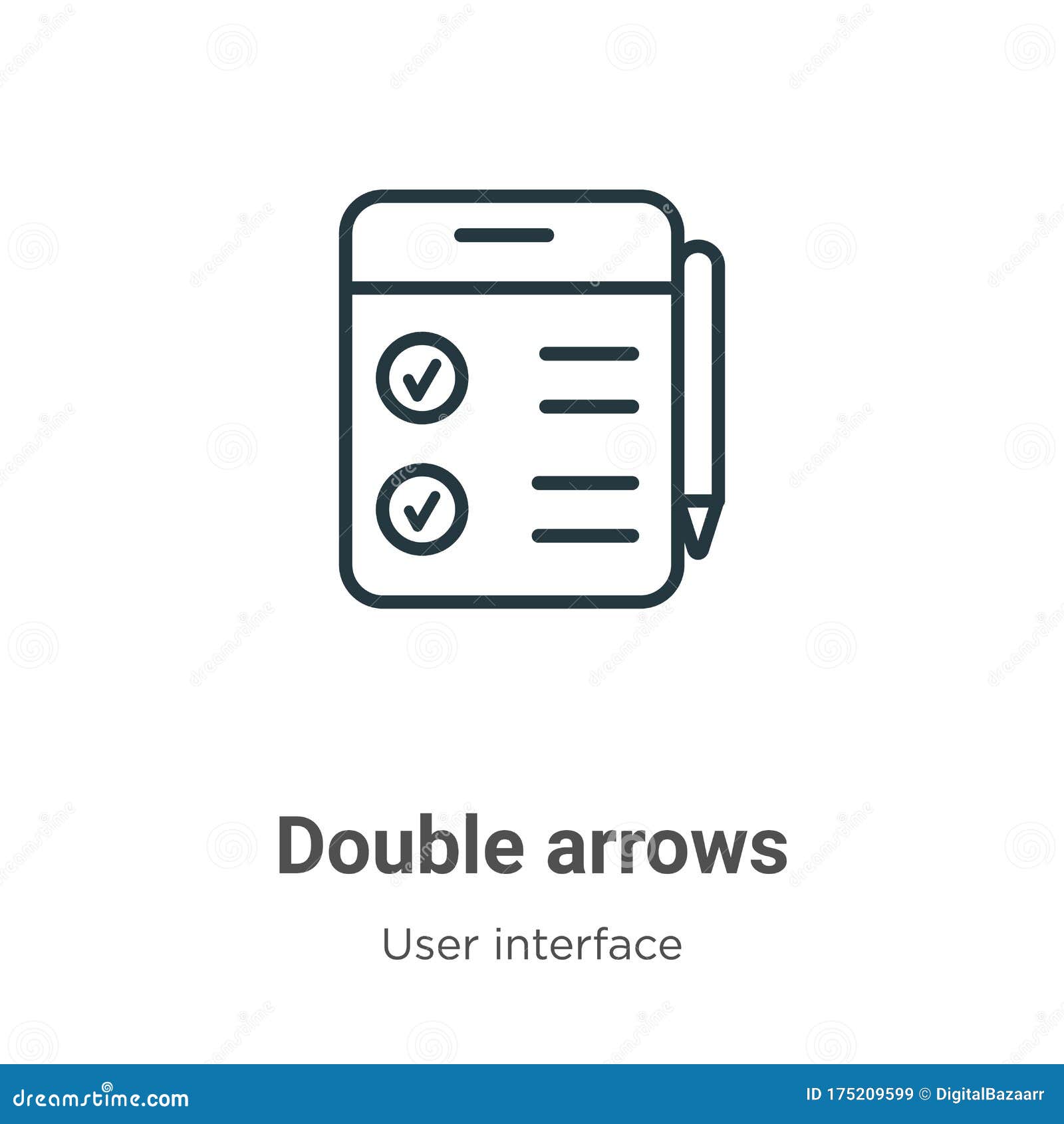 Double Arrows Outline Vector Icon. Thin Line Black Double Arrows Icon ...
