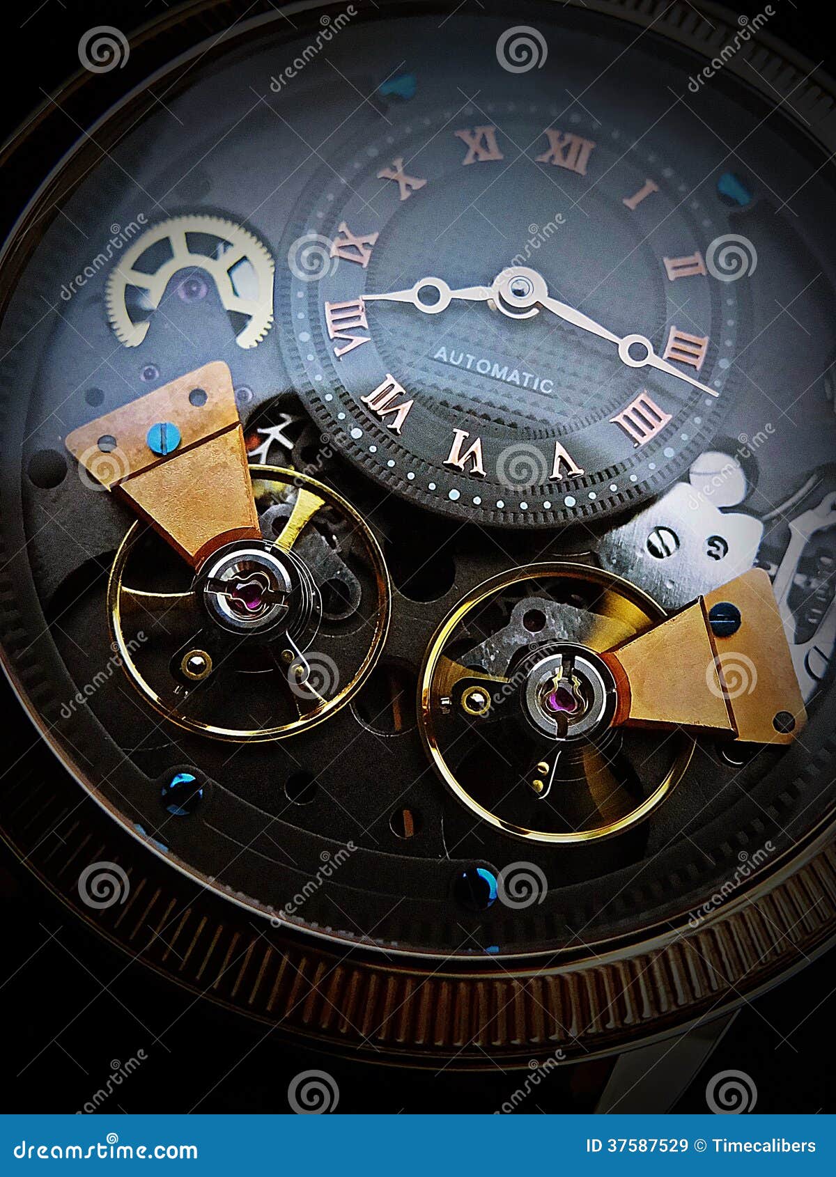Double Balance Wheel stock image. Image of black, watch - 37587529