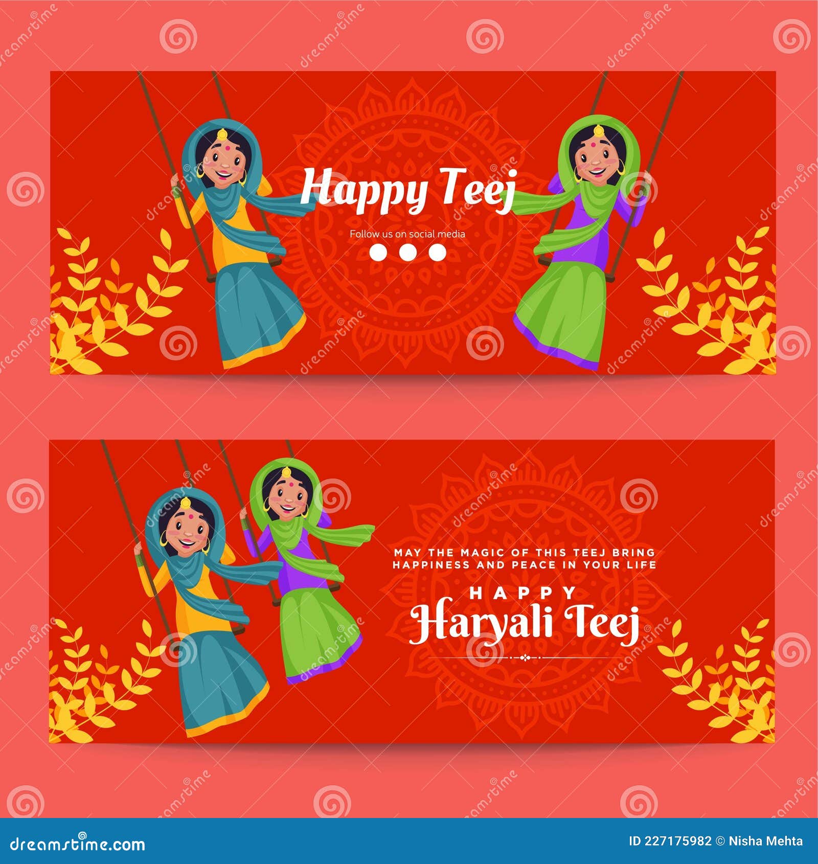 Happy Haryali Teej Banner Design Stock Vector - Illustration of indian ...