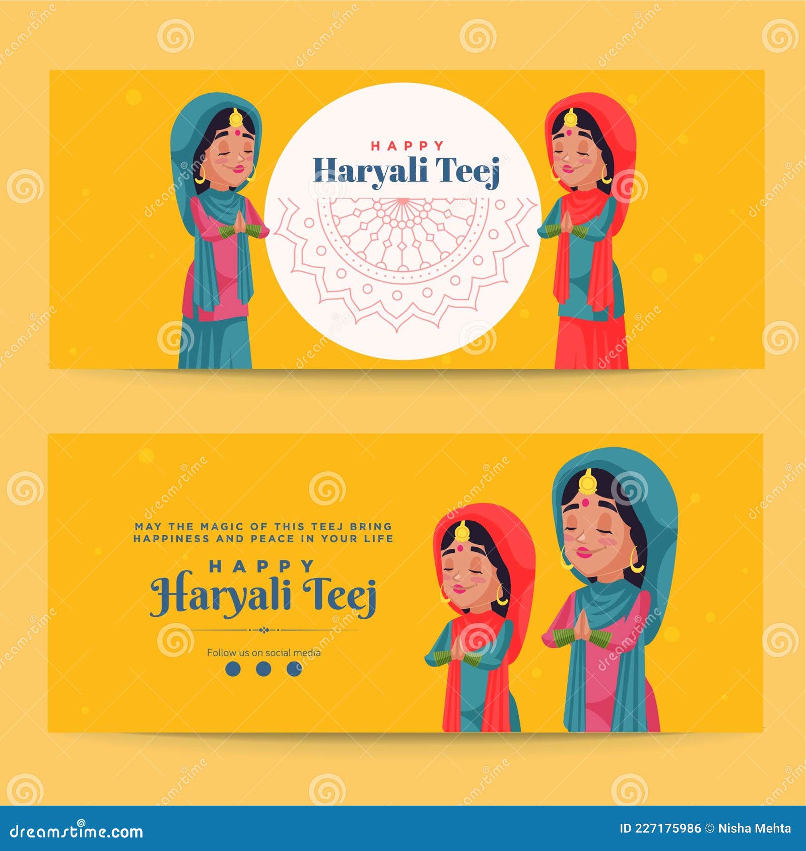 Happy Haryali Teej Banner Design Stock Vector - Illustration of ...