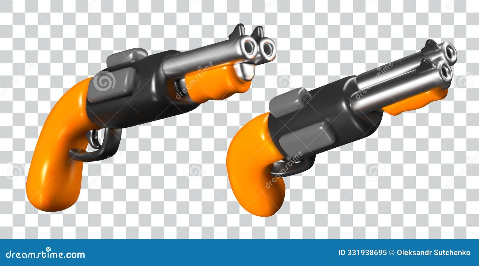 Double Barrel Gun in Different Positions. Set of Vector Realistic ...