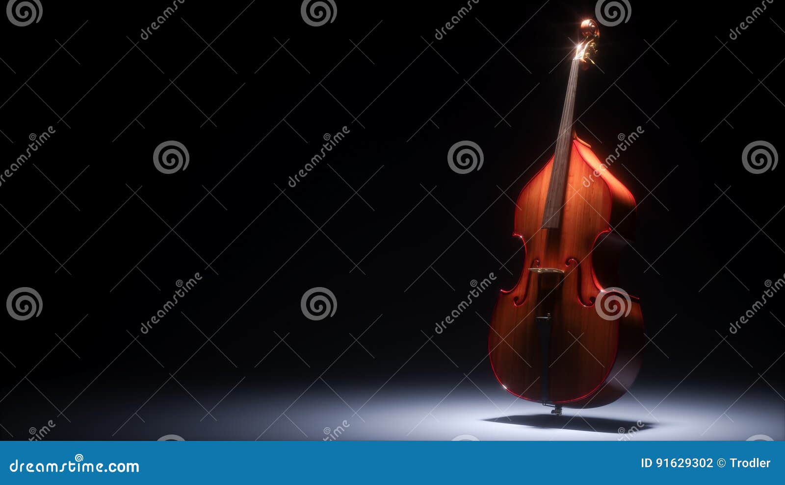 Double Bass in Dark Studio 3D Rendering Stock Illustration ...