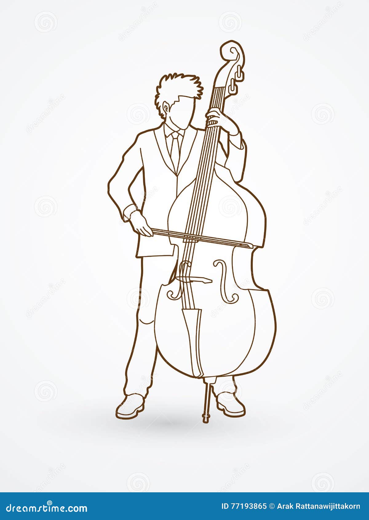 Double bass player stock vector. Illustration of male - 77193865