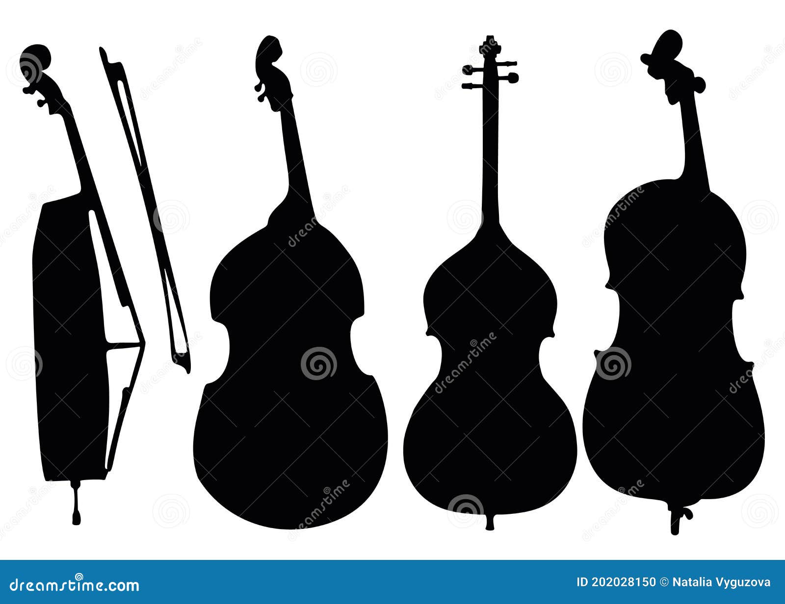 Double Basses in the Set. Musical Instrument Stock Vector ...