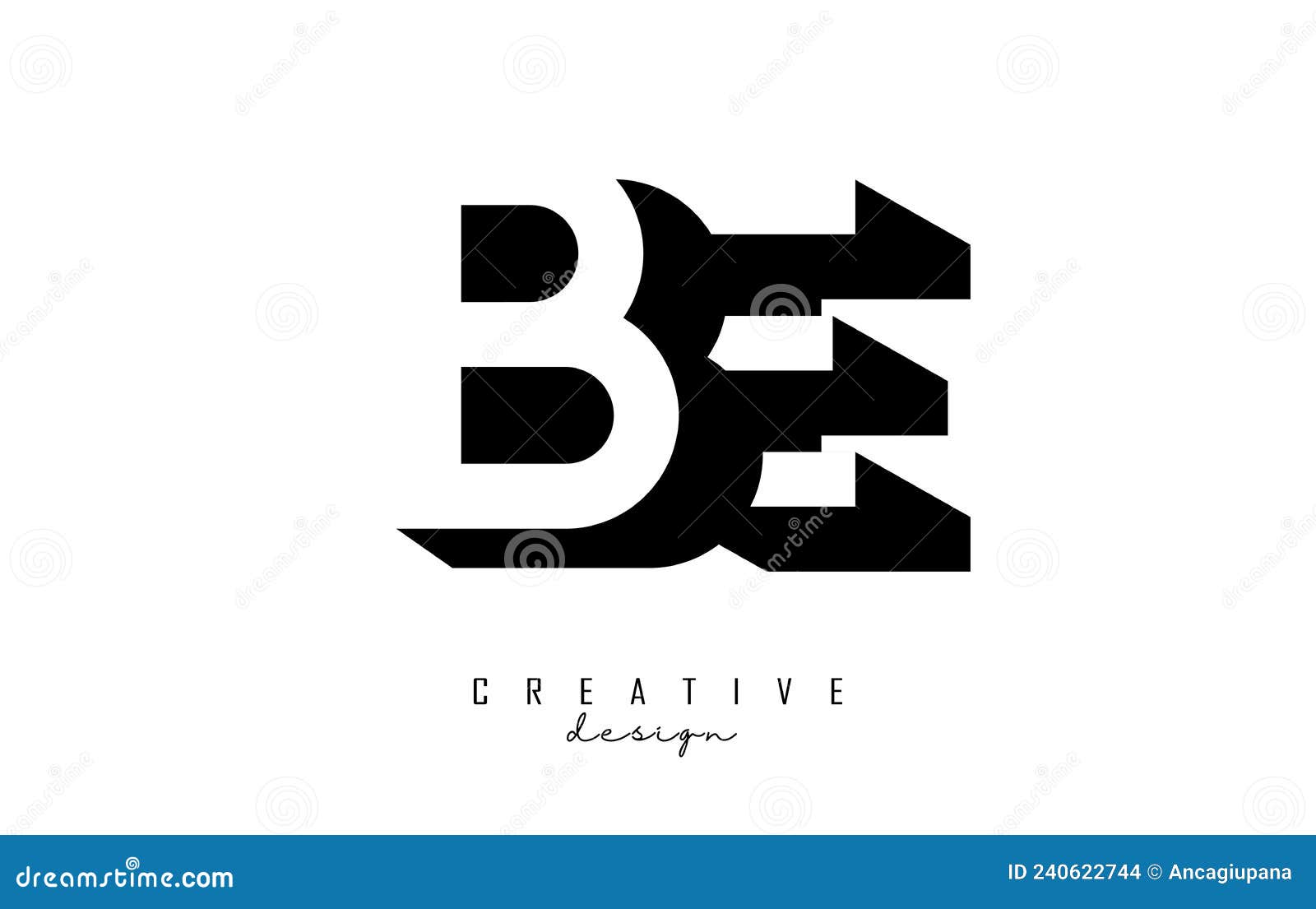 Double BE Letter Logo with Negative Space Design. Letter B and E with ...