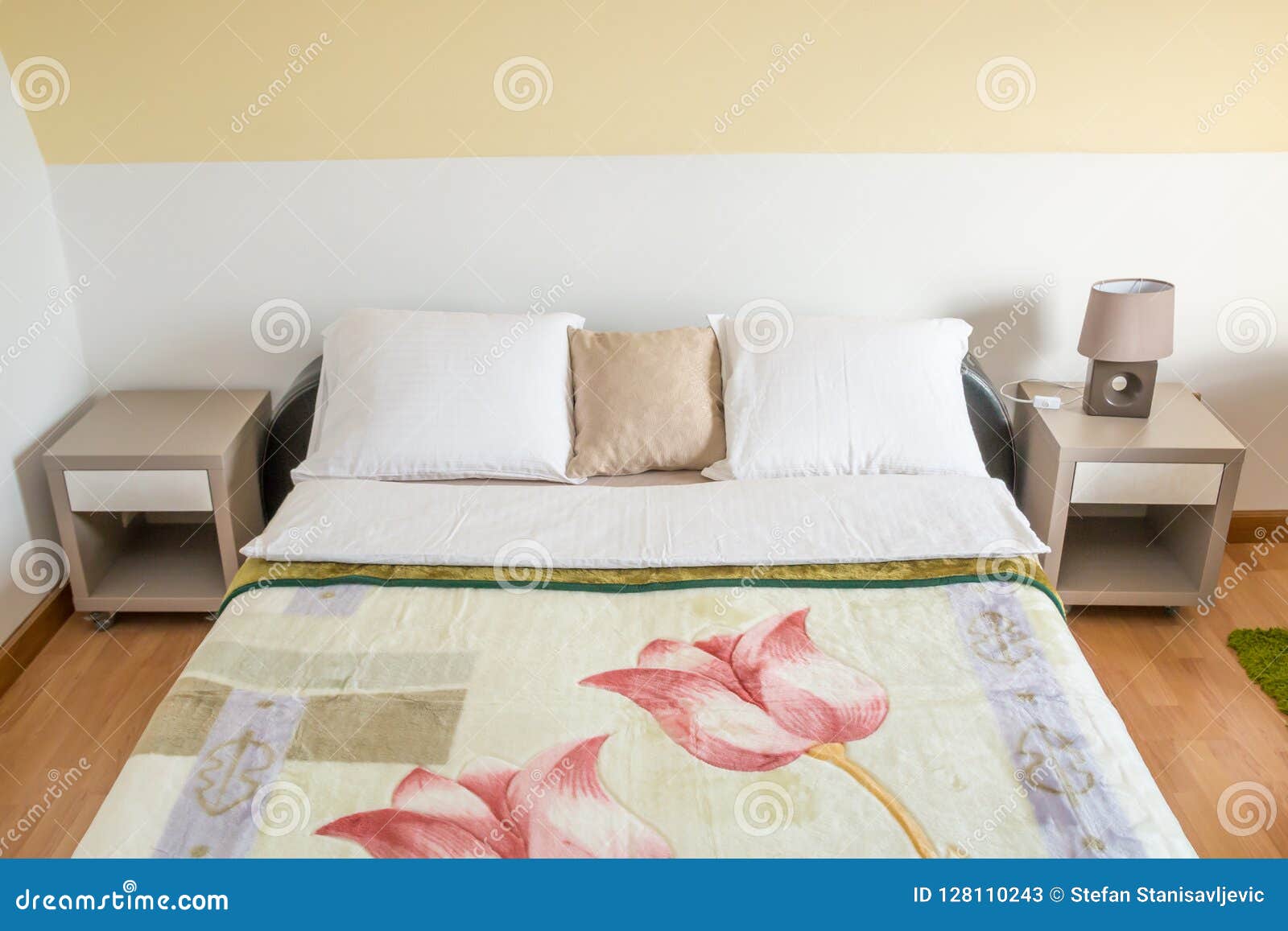 Double bed close up stock image. Image of hotel, house - 128110243