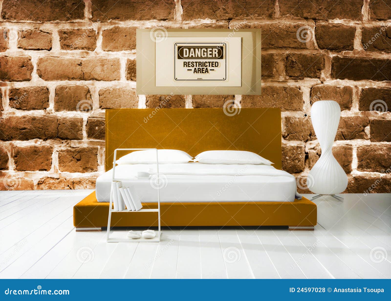 Double bed and danger sign stock photo. Image of kingsize - 24597028
