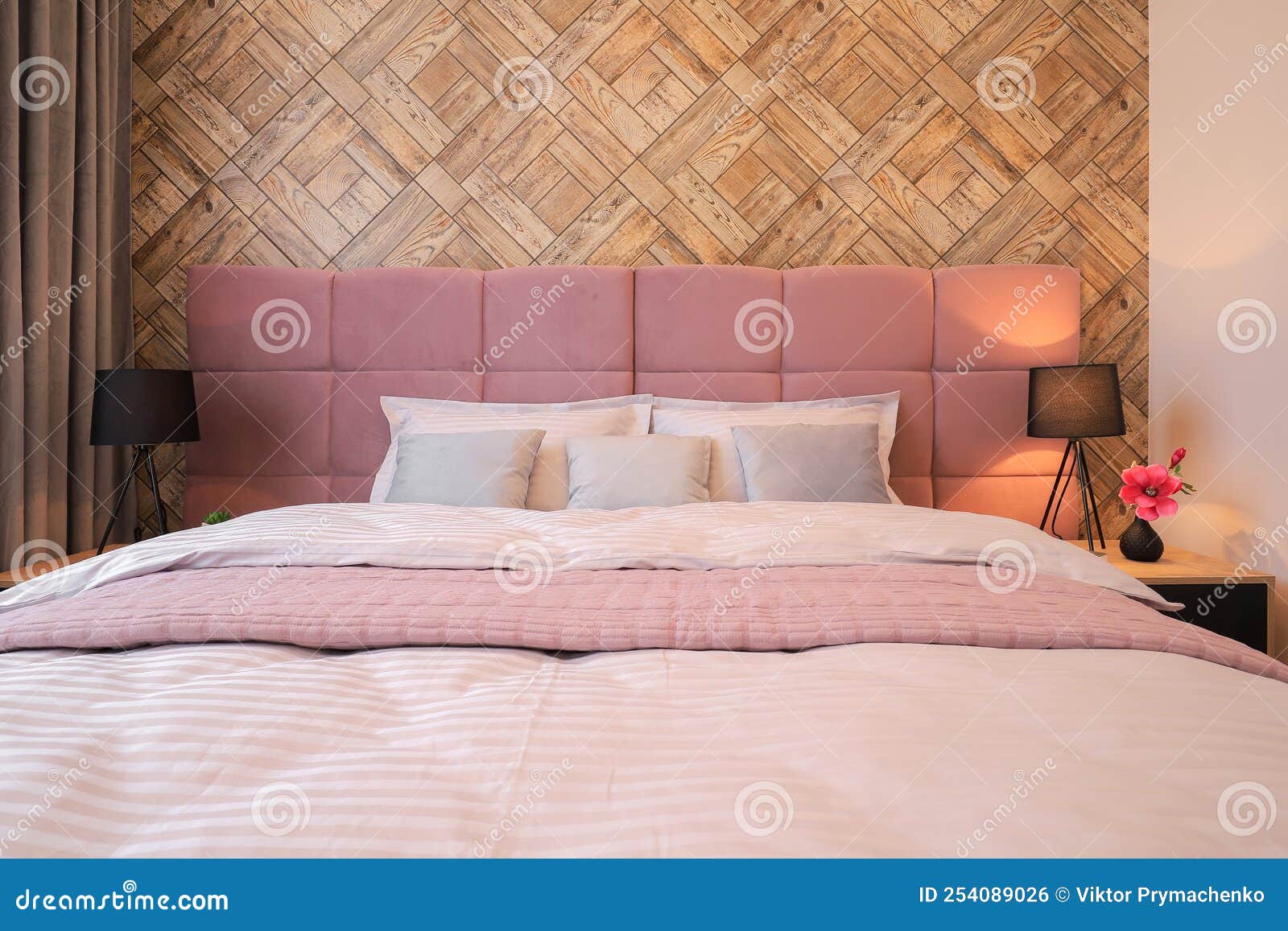 Double Bed in a Modern Bedroom Interior Stock Photo - Image of elegance ...