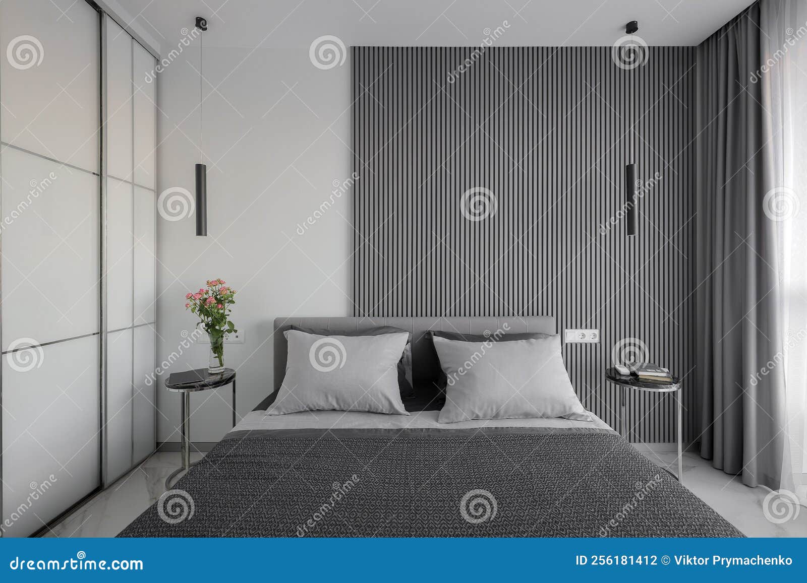 Double Bed in a Modern Bedroom Interior Stock Photo - Image of decor ...