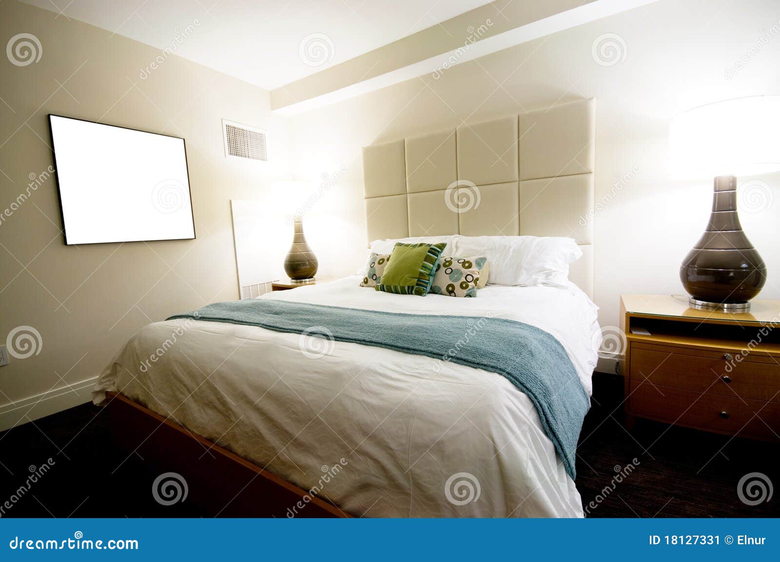 Double Bed in the Modern Interior Stock Image - Image of beds ...