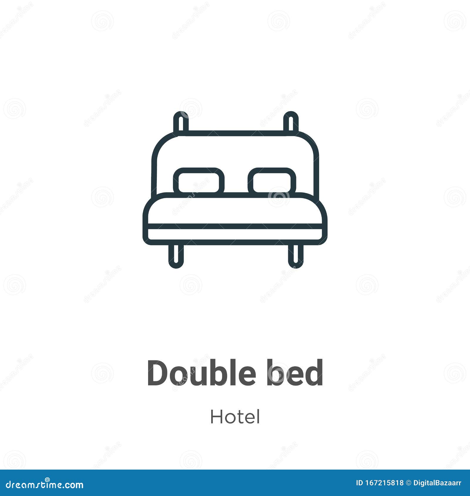 Double Bed Outline Vector Icon. Thin Line Black Double Bed Icon, Flat ...