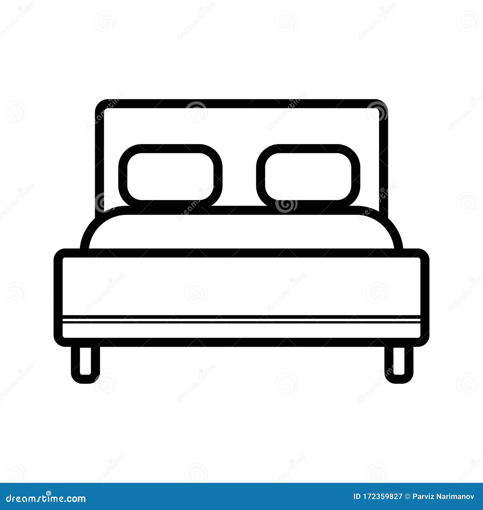 Double Bed Vector Icon Illustration Stock Illustration - Illustration ...