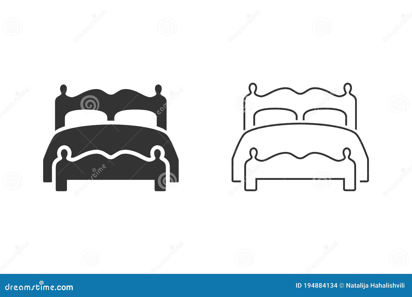 Double Bed Vector Icon on White Stock Vector - Illustration of hospital ...