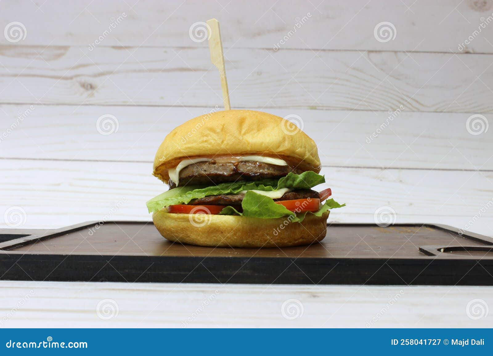 Double Beef Burger with Cheese Slice Stock Image - Image of american ...