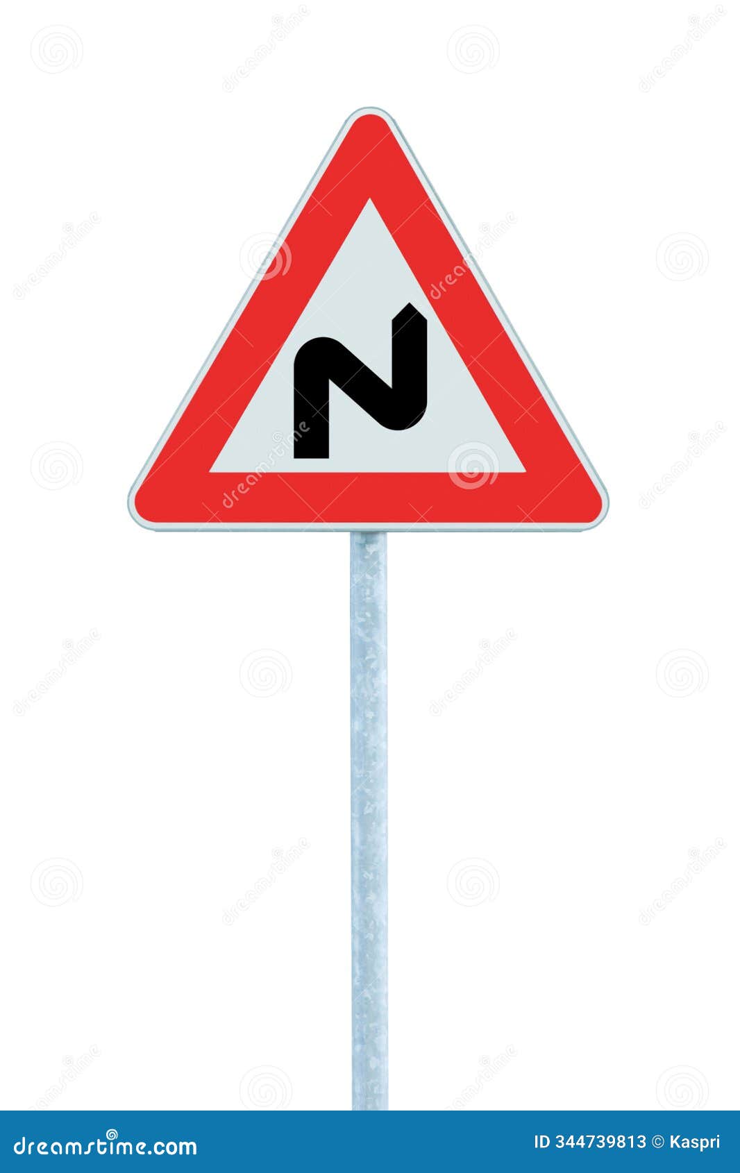 Bend Ahead To Right. Danger Road Signs Royalty-Free Stock Photography ...