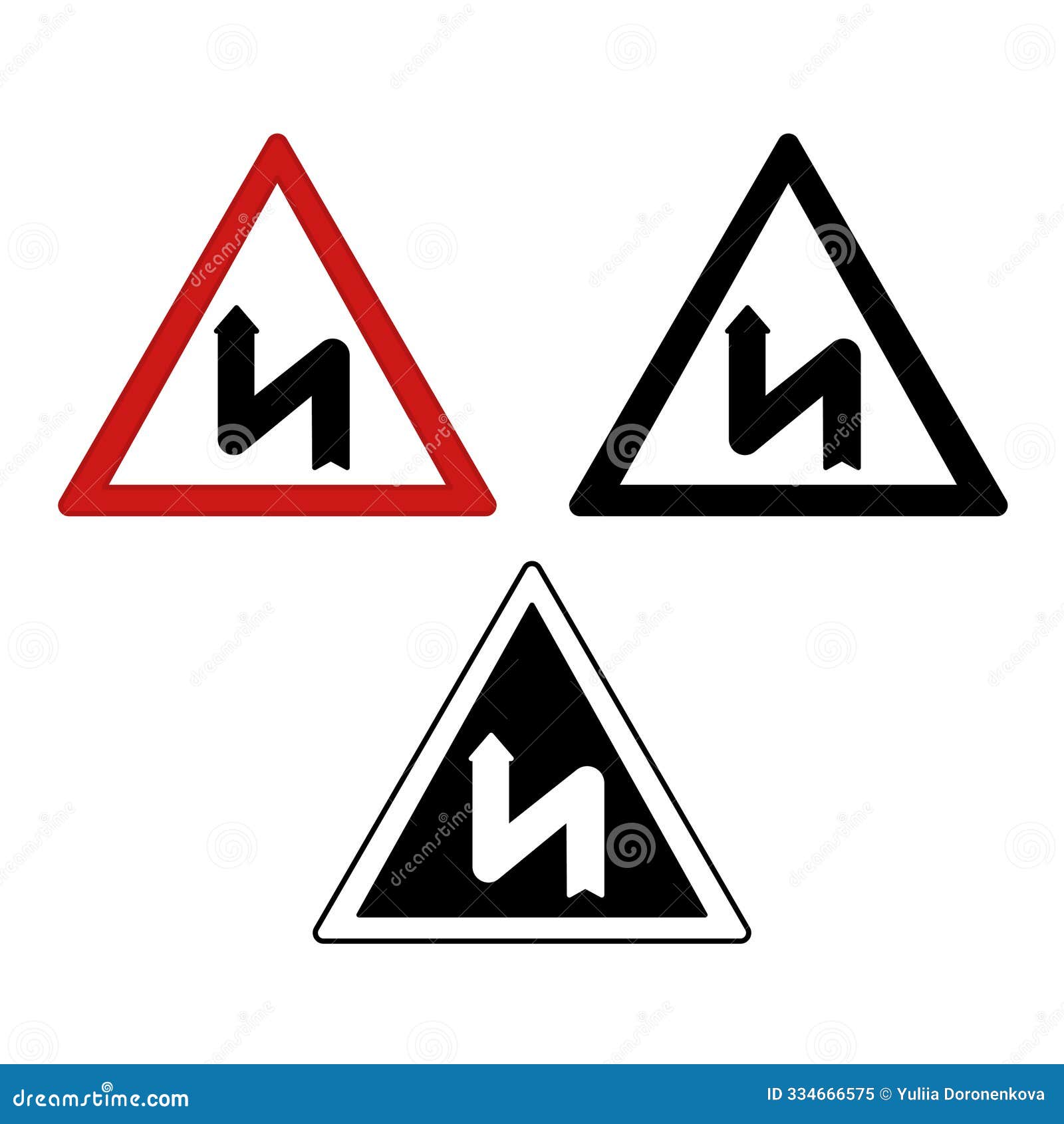 Double Bend Signs. stock vector. Illustration of information - 334666575