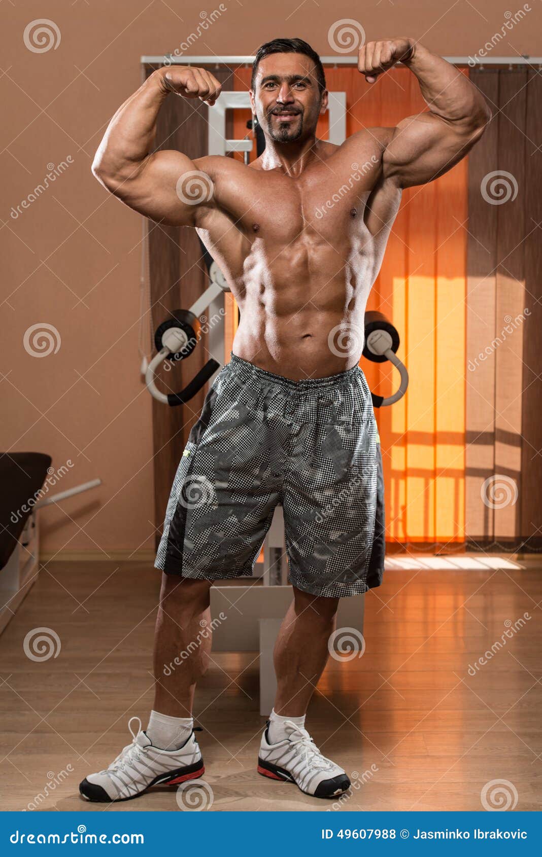 Double Biceps Pose stock photo. Image of hispanic, aerobics - 49607988