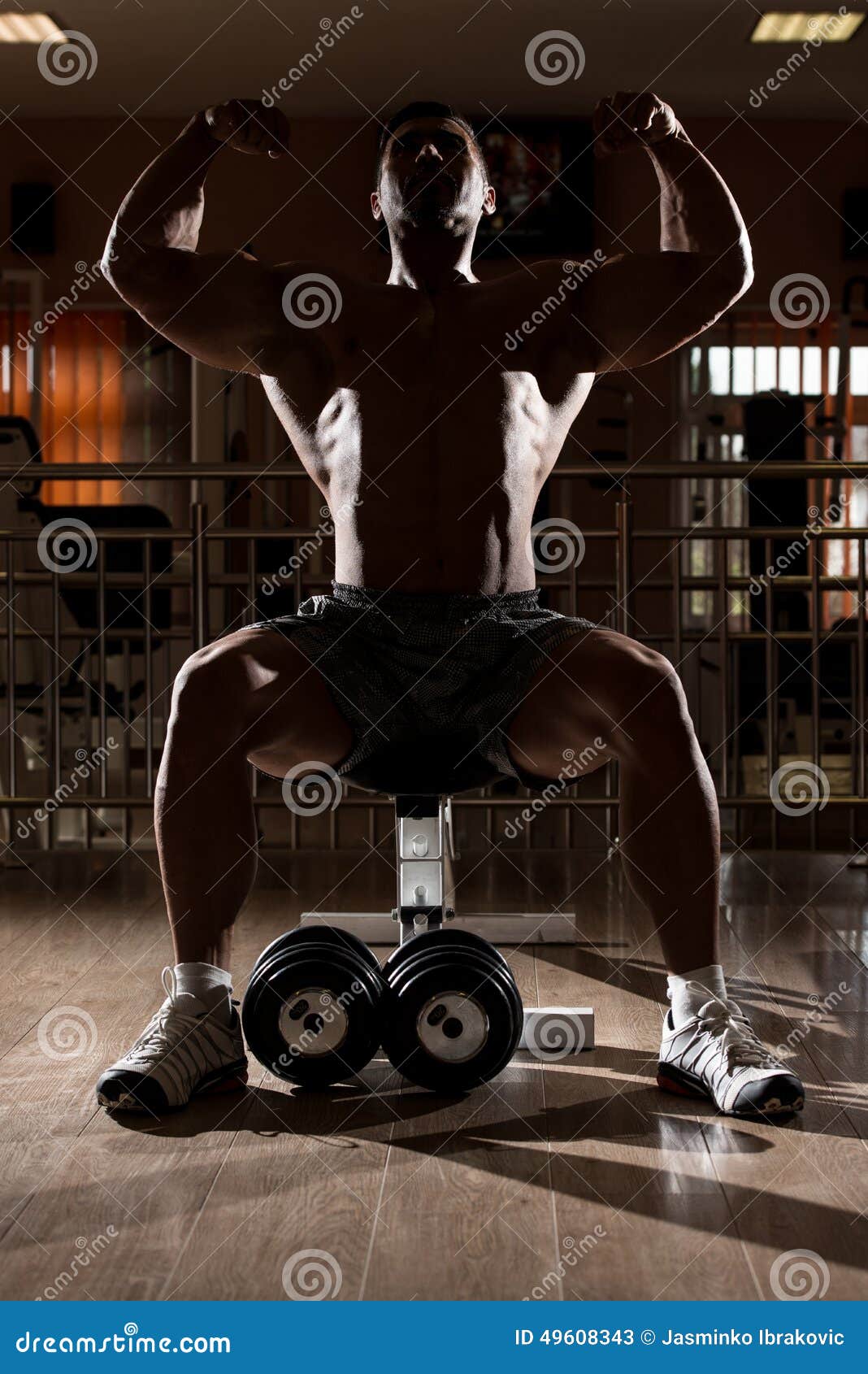 Double Biceps Pose stock image. Image of american, bodybuilding - 49608343