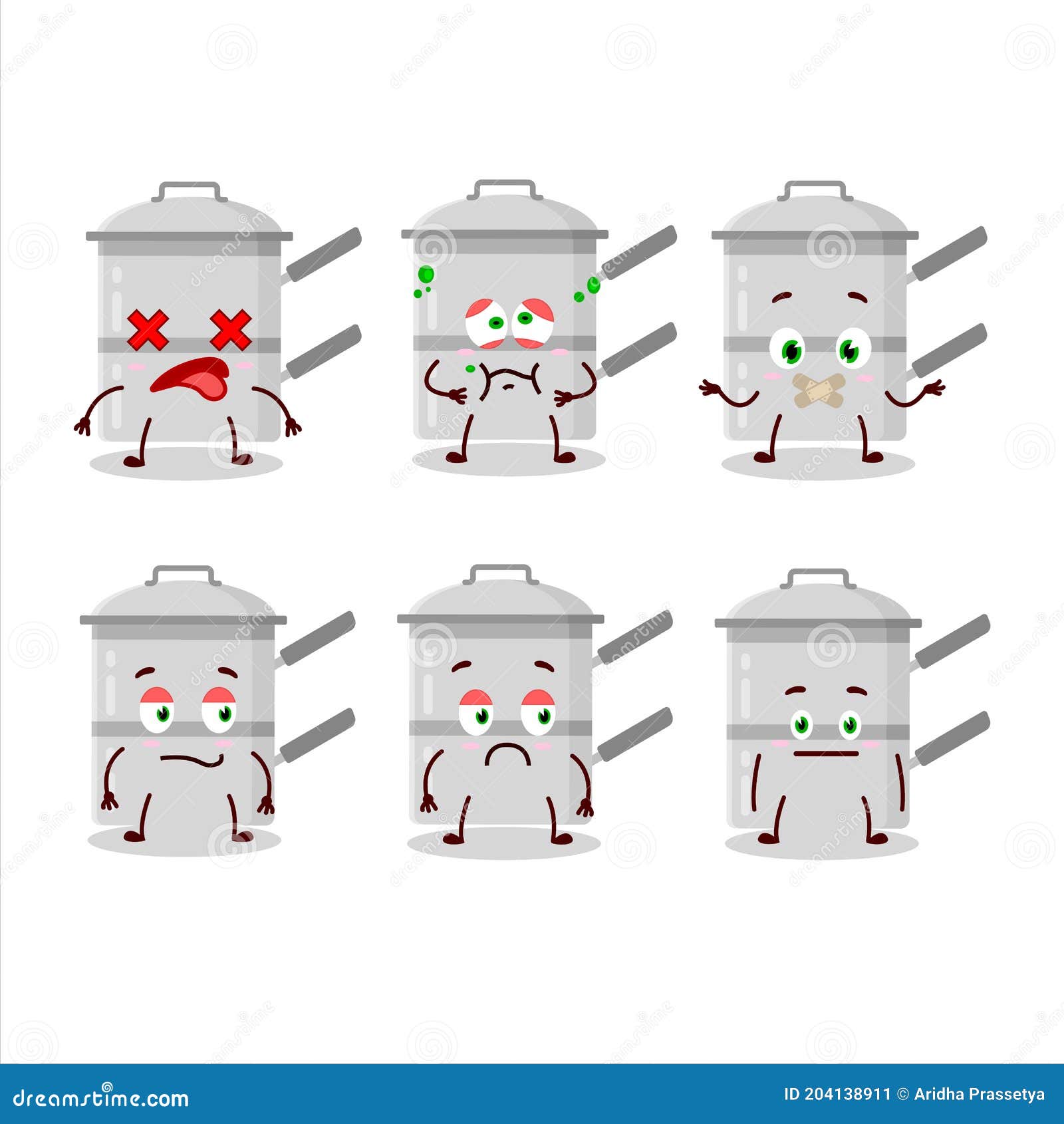 Double Boiler Cartoon Character with Nope Expression Stock Vector ...