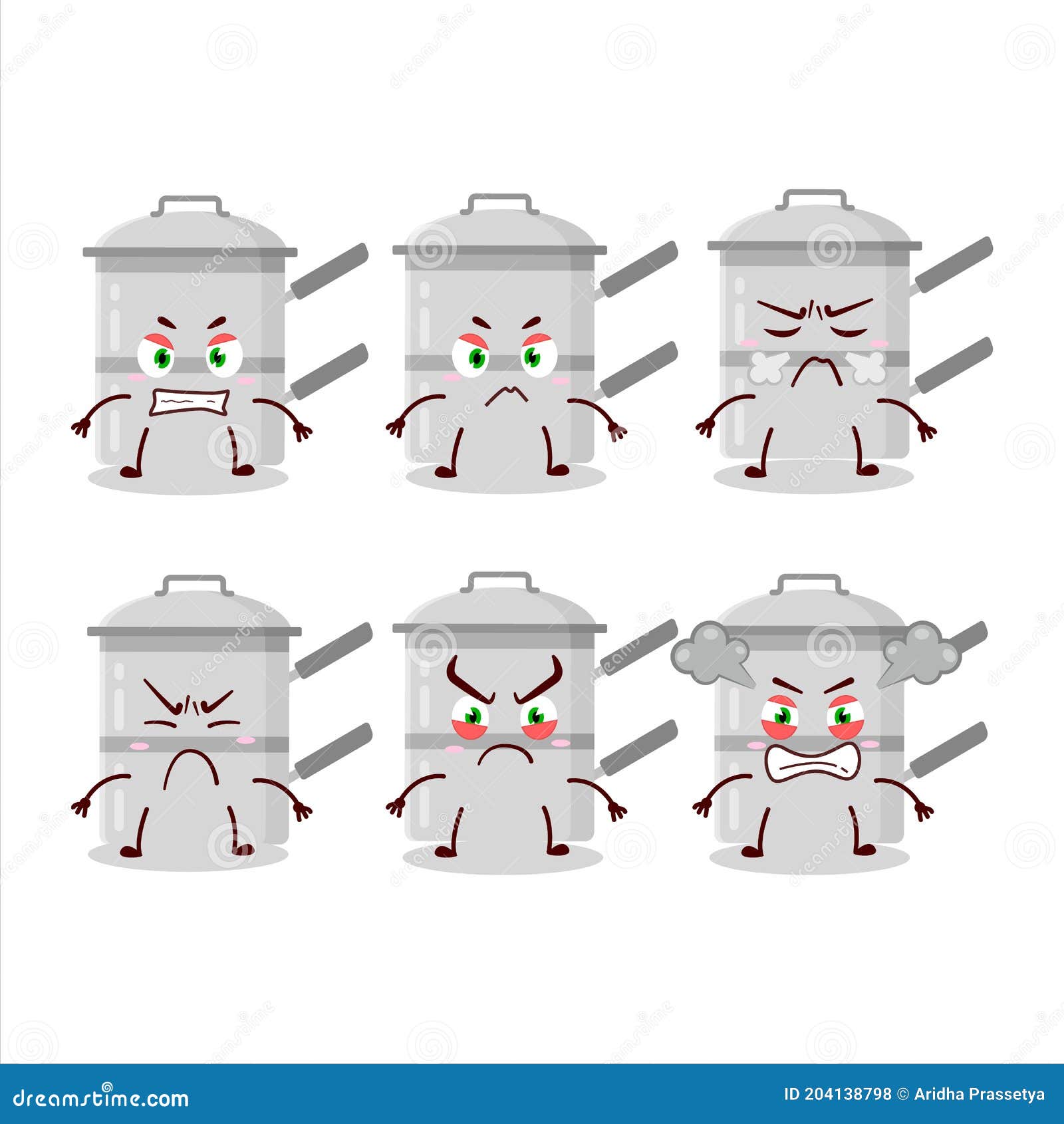 Double Boiler Cartoon Character with Various Angry Expressions Stock ...