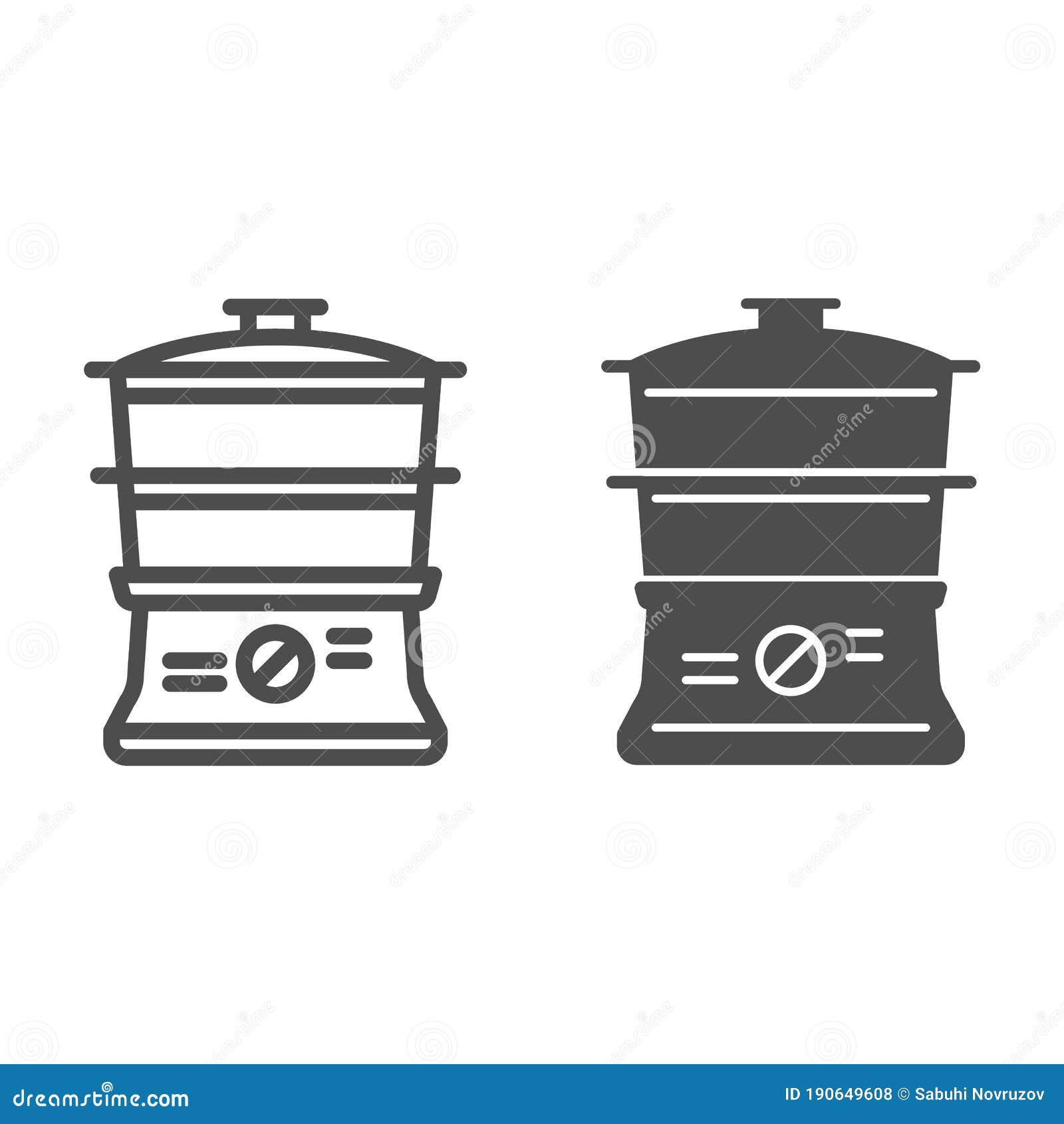 Double Boiler Line and Solid Icon, Kitchen Appliances Concept, Steamer ...