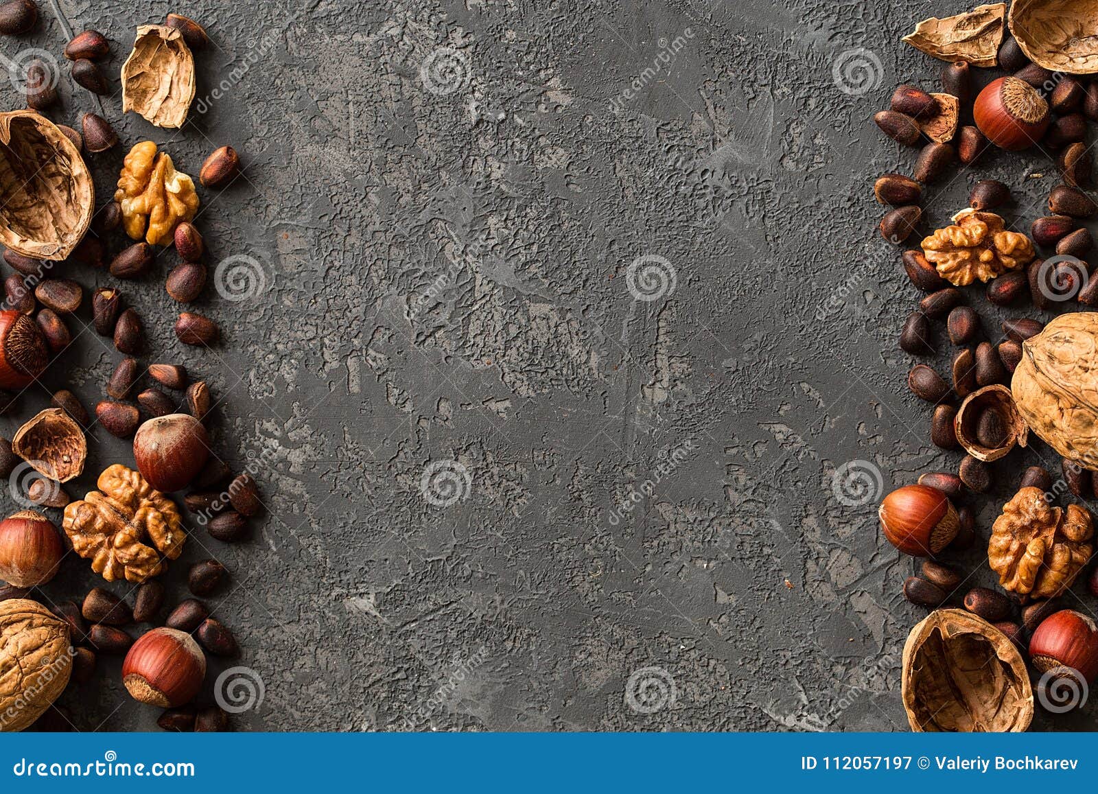 Double Border of a Selection of Fresh Nuts Stock Image - Image of seed ...