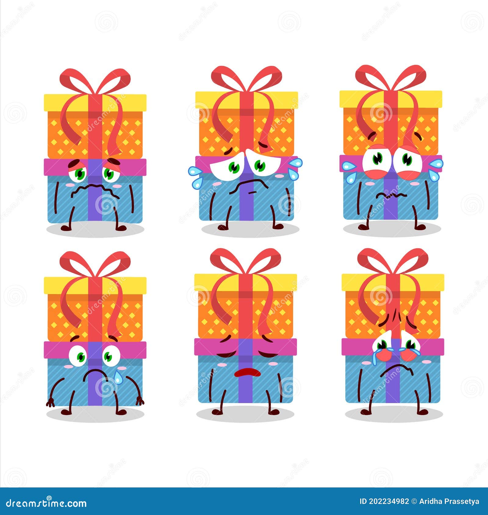 Double Box Gift Cartoon Character with Sad Expression Stock Vector ...