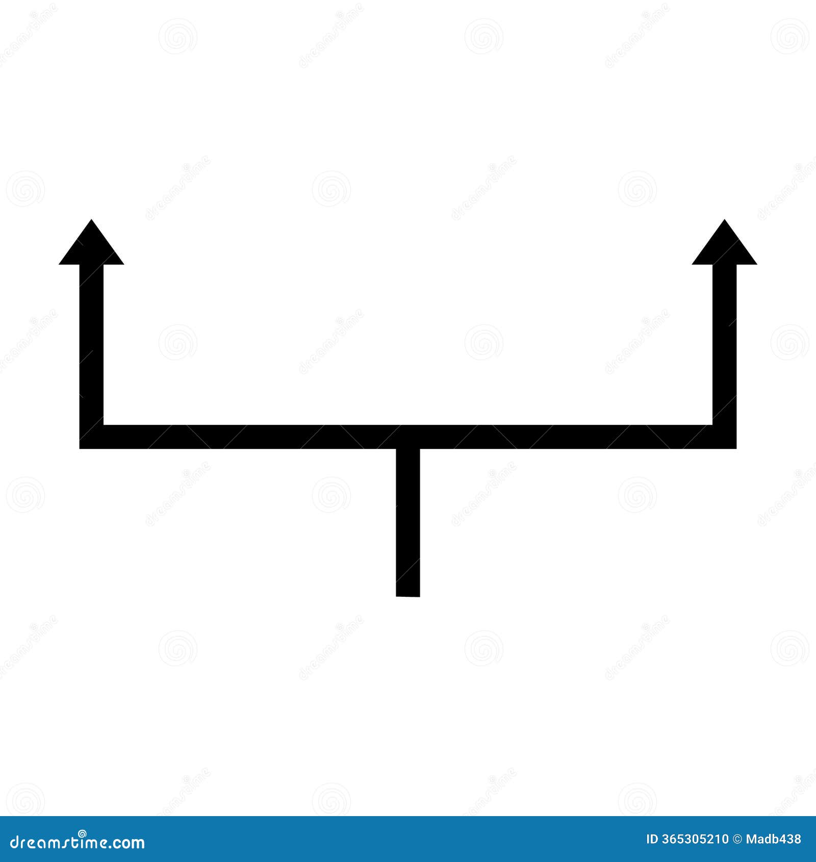 Branching Arrow Icons. Multiple Direction Symbol. Bold Black Shape ...