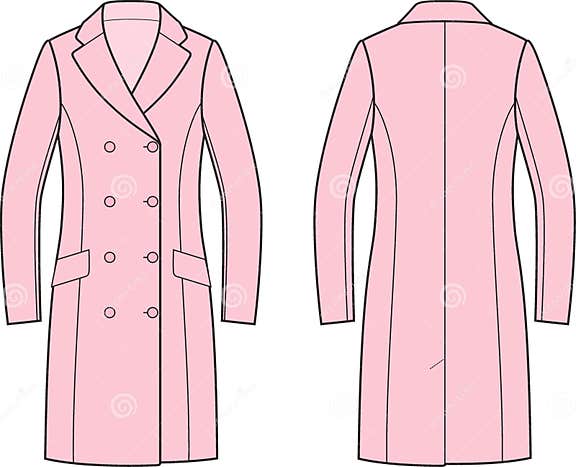 Double Breasted Coat Flat Sketch. Classic Overcoat Apparel Design ... Double Breasted Coat Flat Sketch. Classic Overcoat Apparel Design ...