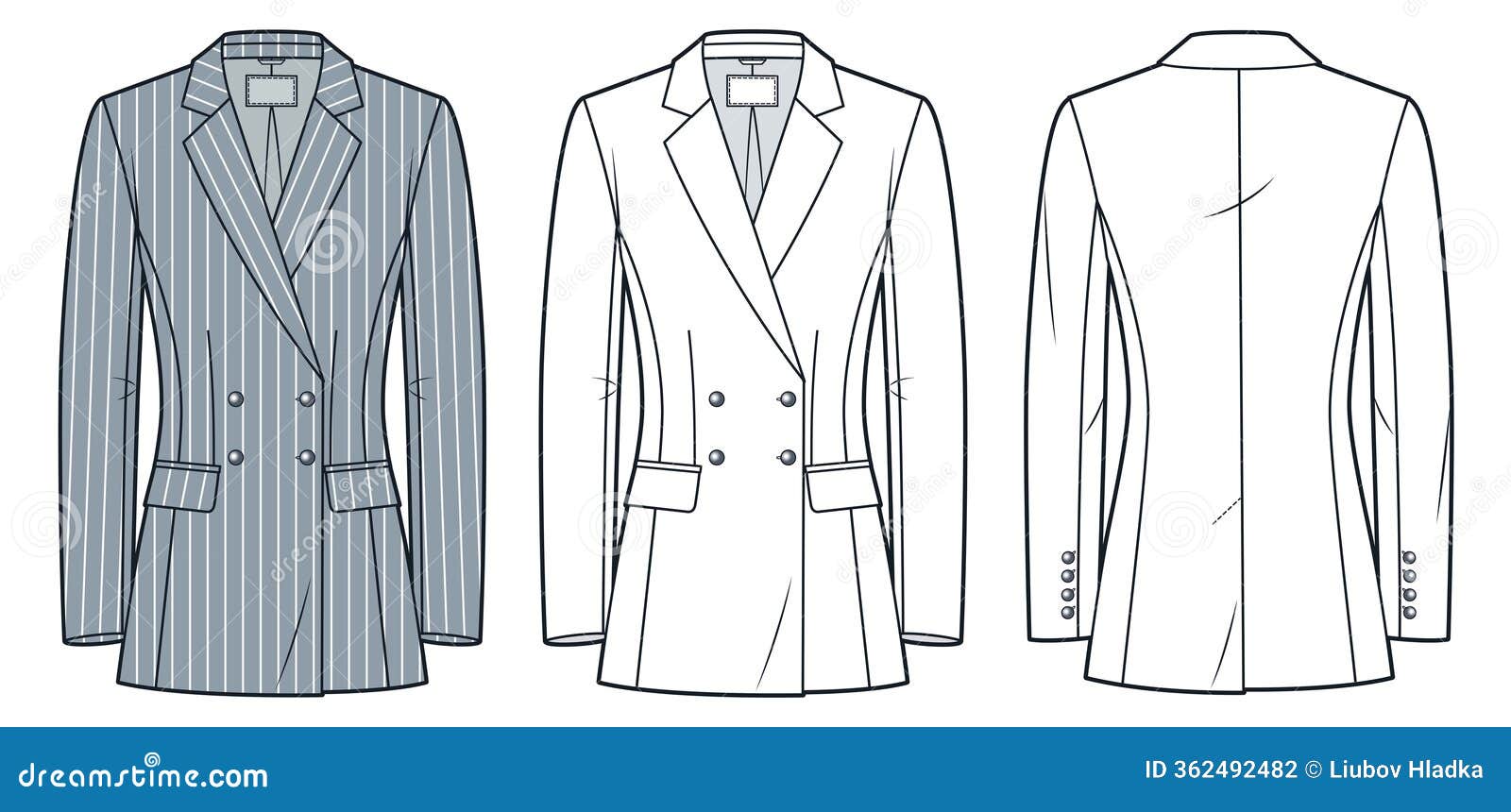 Double Breasted Coat Technical Fashion Illustration. Coat Fashion Flat ...