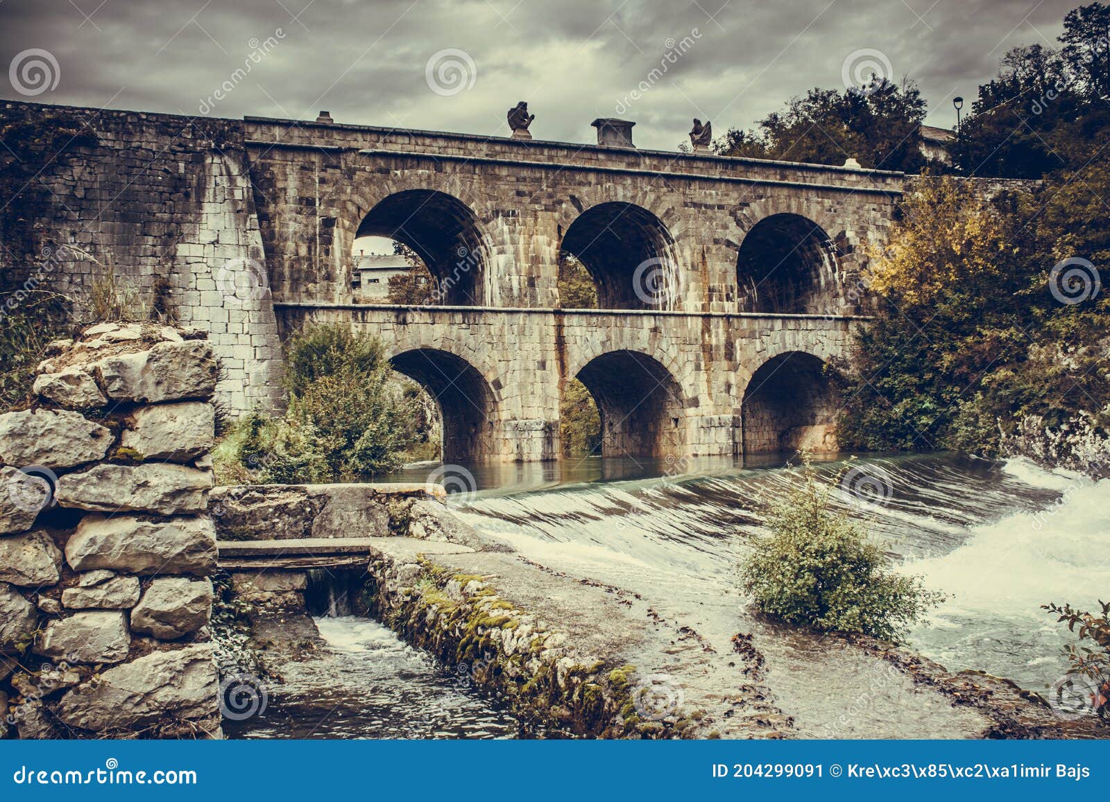 Double bridge over river stock image. Image of river - 204299091
